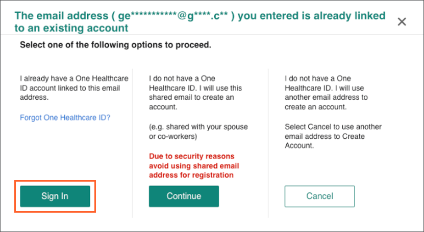 Forgot you had an existing account and/or don’t know the id