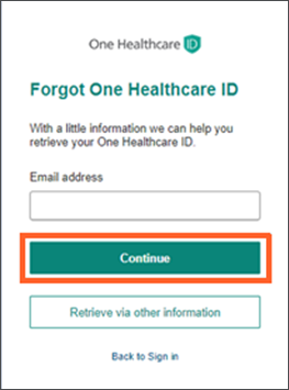 Recovering a One Healthcare ID